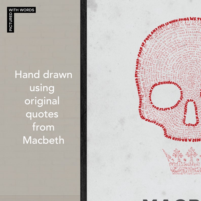 Printable Macbeth Shakespeare Typography Poster Art W/ Quotes Wall ...