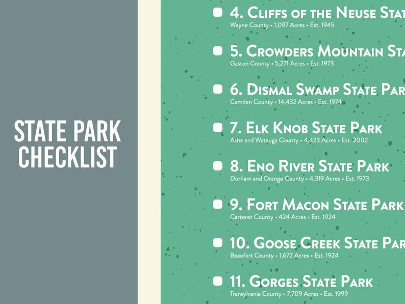 North Carolina State Parks Map Checklist | Printable Guide to All NC ...