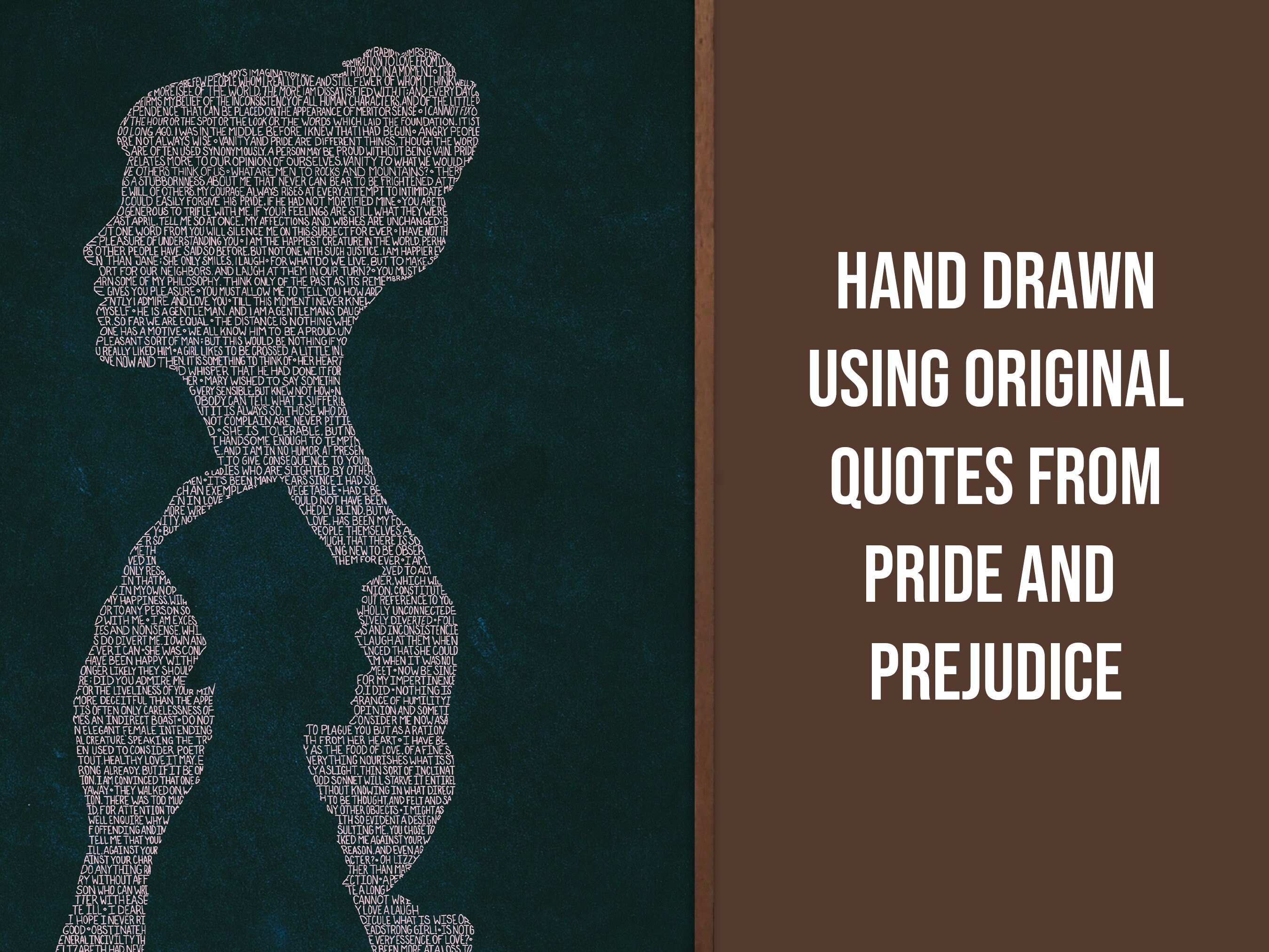 Printable Pride and Prejudice Typography Poster Art W/ Quotes Wall ...