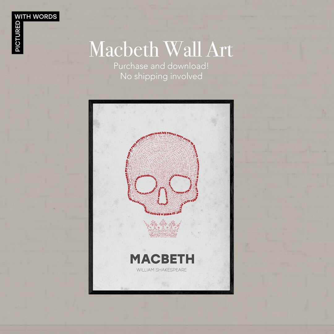 Printable Macbeth Shakespeare Typography Poster Art W/ Quotes Wall ...