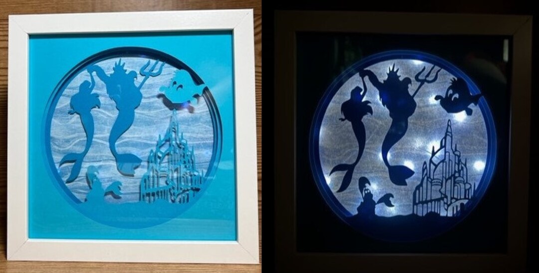 3D Shadow Box With Lights, Ariel, Mermaid, Nightlight, Child's Decor ...