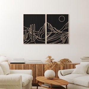 Aztec Wall Art Wood, Desert Mountain Wall Art Wood, Cactus Wall ...