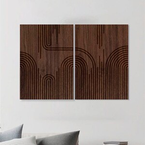 Geometric Wood Wall Art Set,modern Wood Wall Art Large,minimalist Wood ...