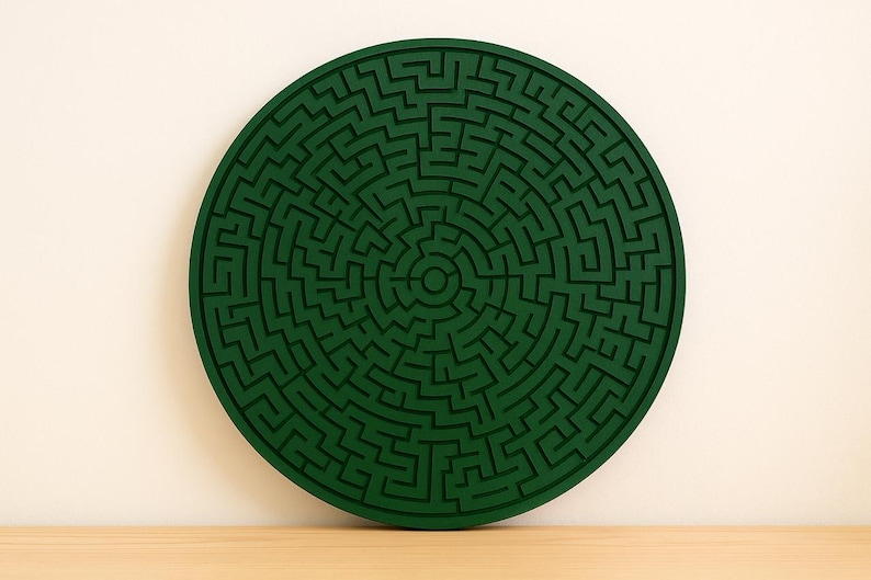 Wooden Maze Wall Art | Modern Geometric Round Wall Decor | Black Laser ...