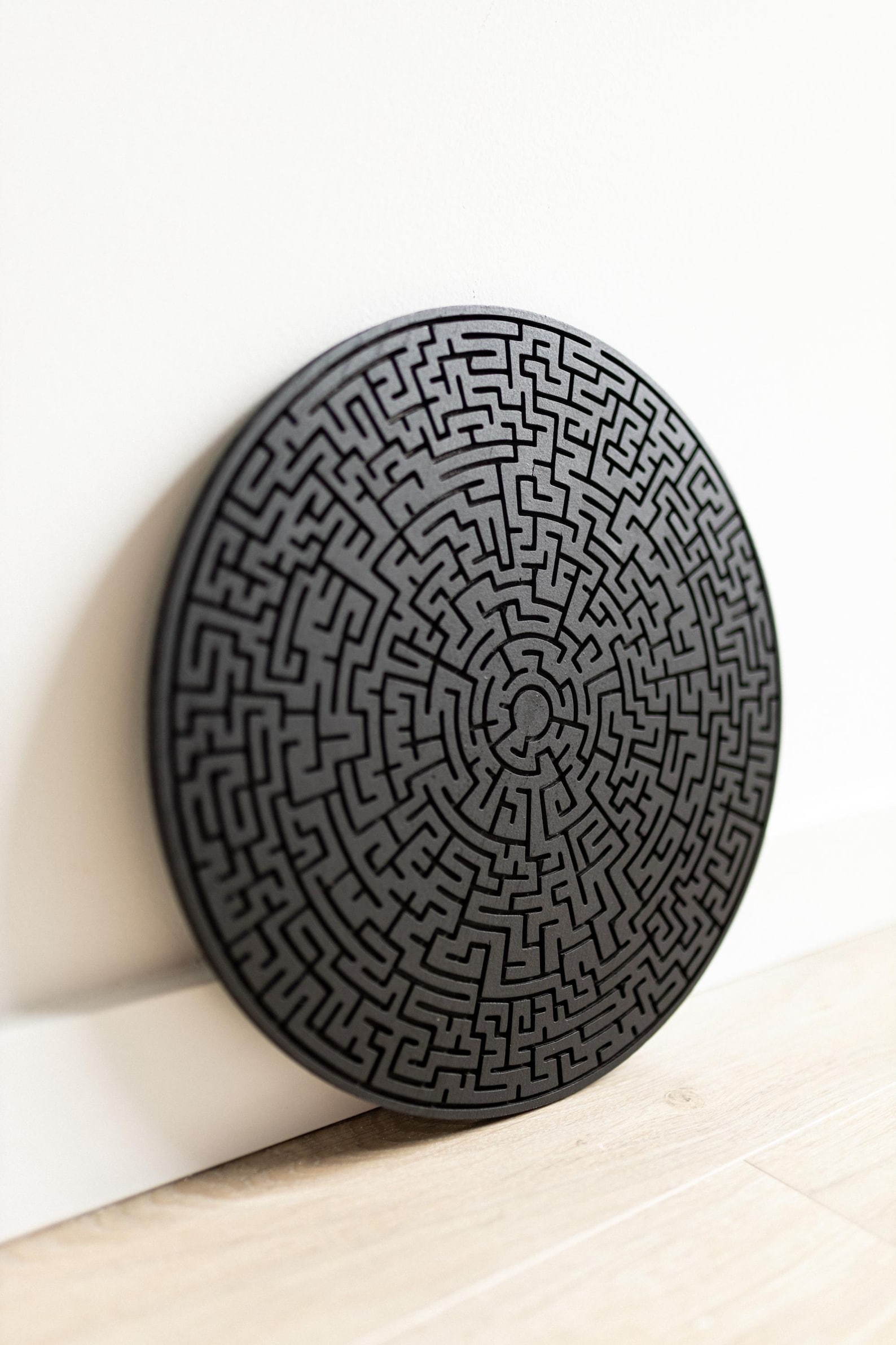 Wooden Maze Wall Art | Modern Geometric Round Wall Decor | Black Laser ...