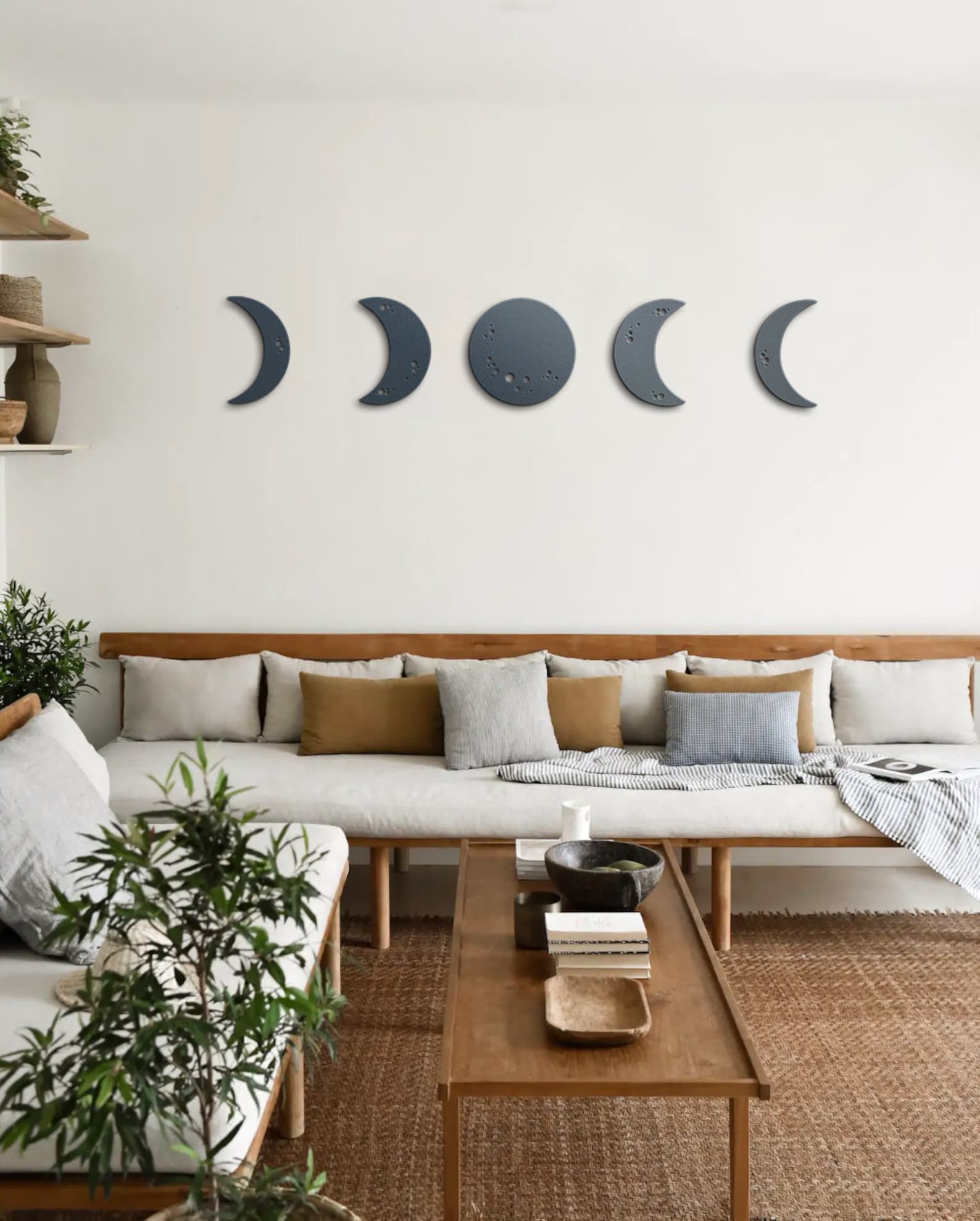 Wood Moon Wall Art Moon Phase Wall Decor Bohemian Moon Moon | Etsy