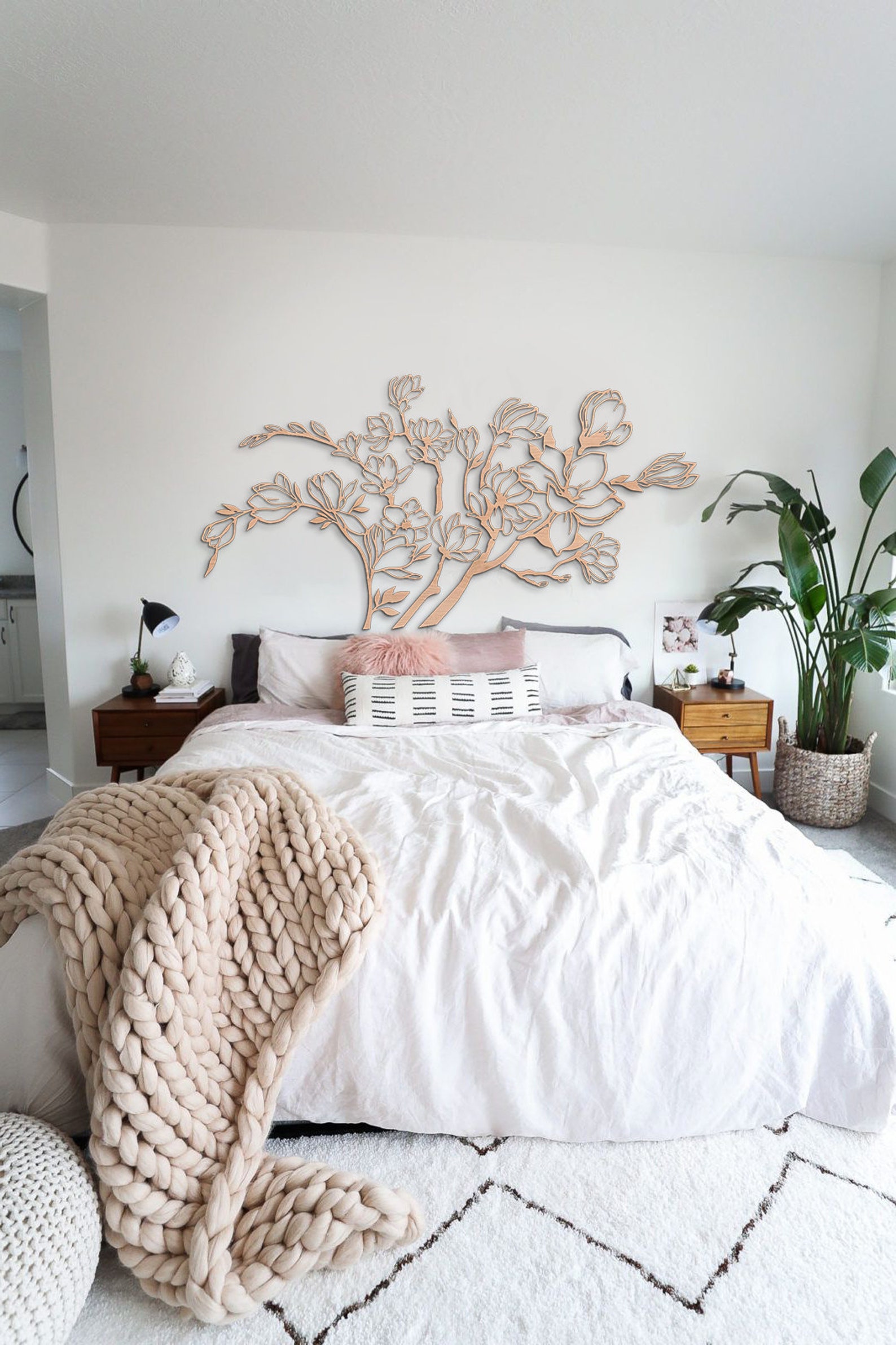 Wood Flower Wall Decor Floral Wall Art Wood Flower Wood | Etsy