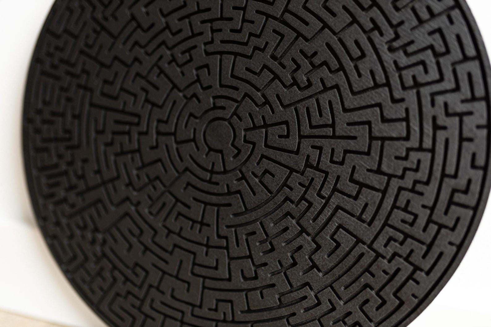 Wooden Maze Wall Art | Modern Geometric Round Wall Decor | Black Laser ...