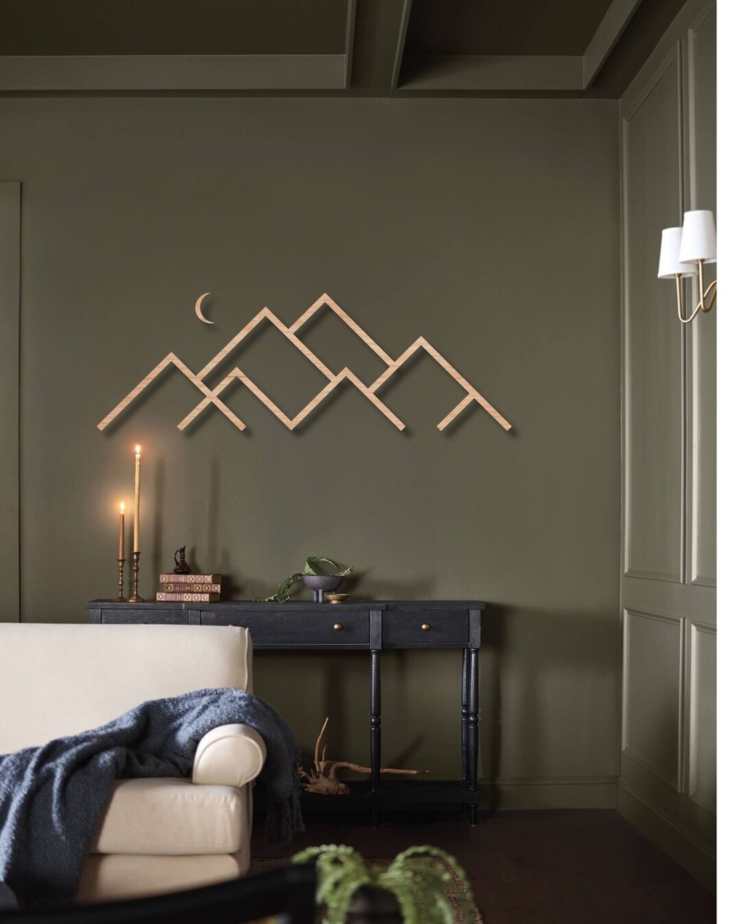 Minimalist Mountain Art, Mountain Headboard, Small Wooden Wall Art ...