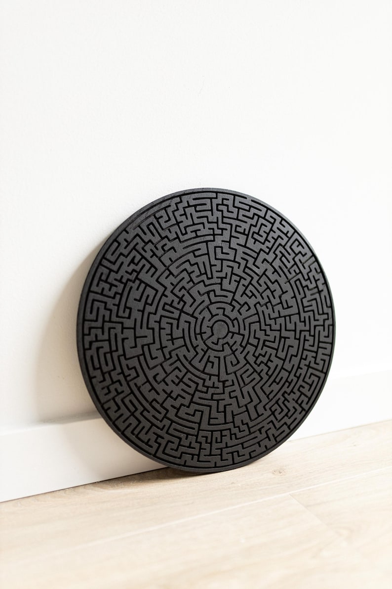 Wooden Maze Wall Art | Modern Geometric Round Wall Decor | Black Laser ...
