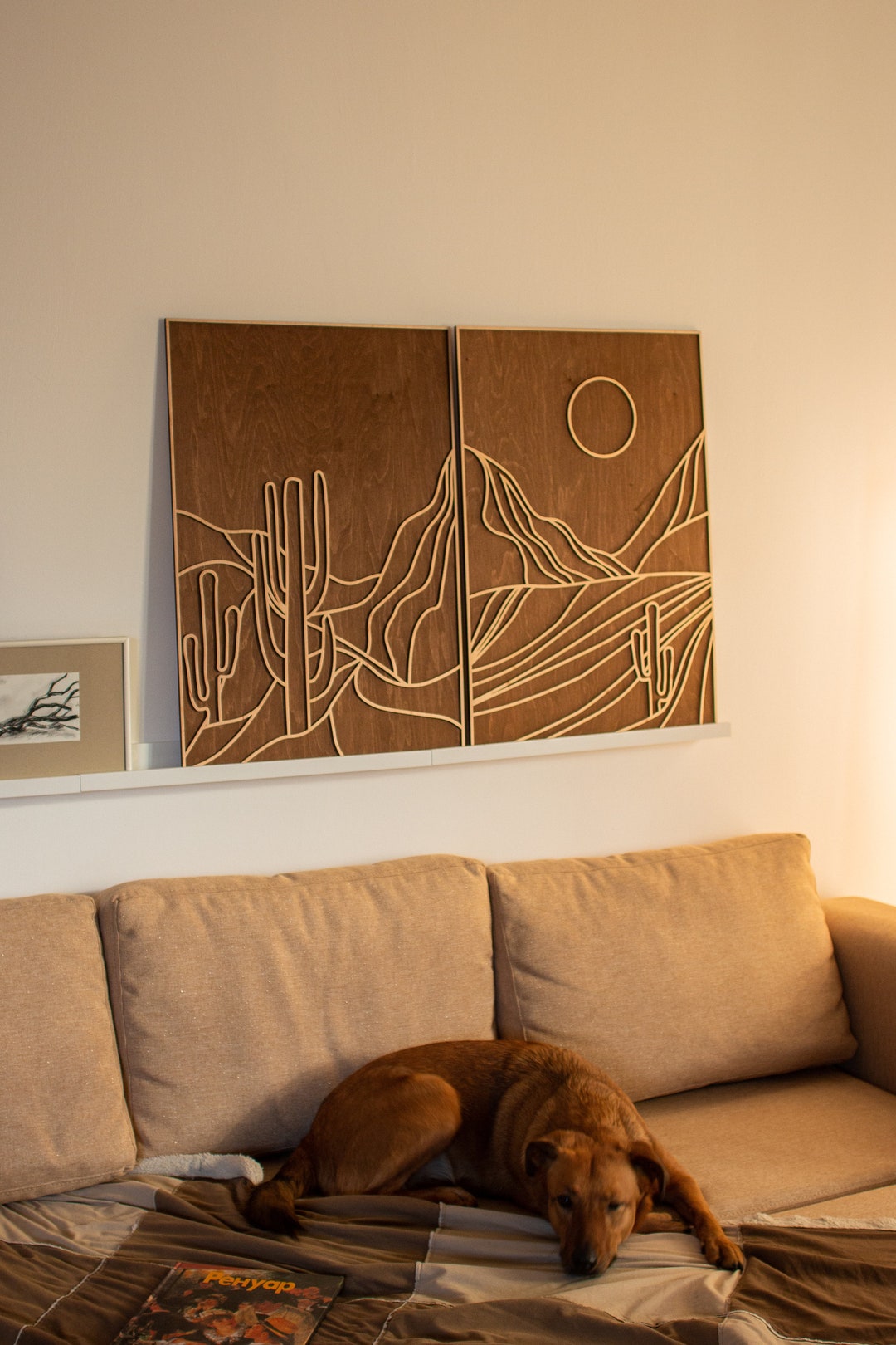 Aztec Wall Art Wood, Desert Mountain Wall Art Wood, Cactus Wall ...