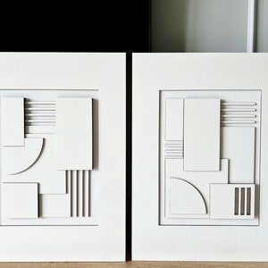 Modern Wood Wall Art, White Wood Wall Art, Geometric Wall Panels ...