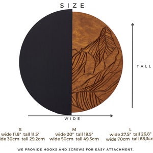 Round Mountain Wood Wall Art, Circle Mountain Art, Wooden Mountain Wall ...