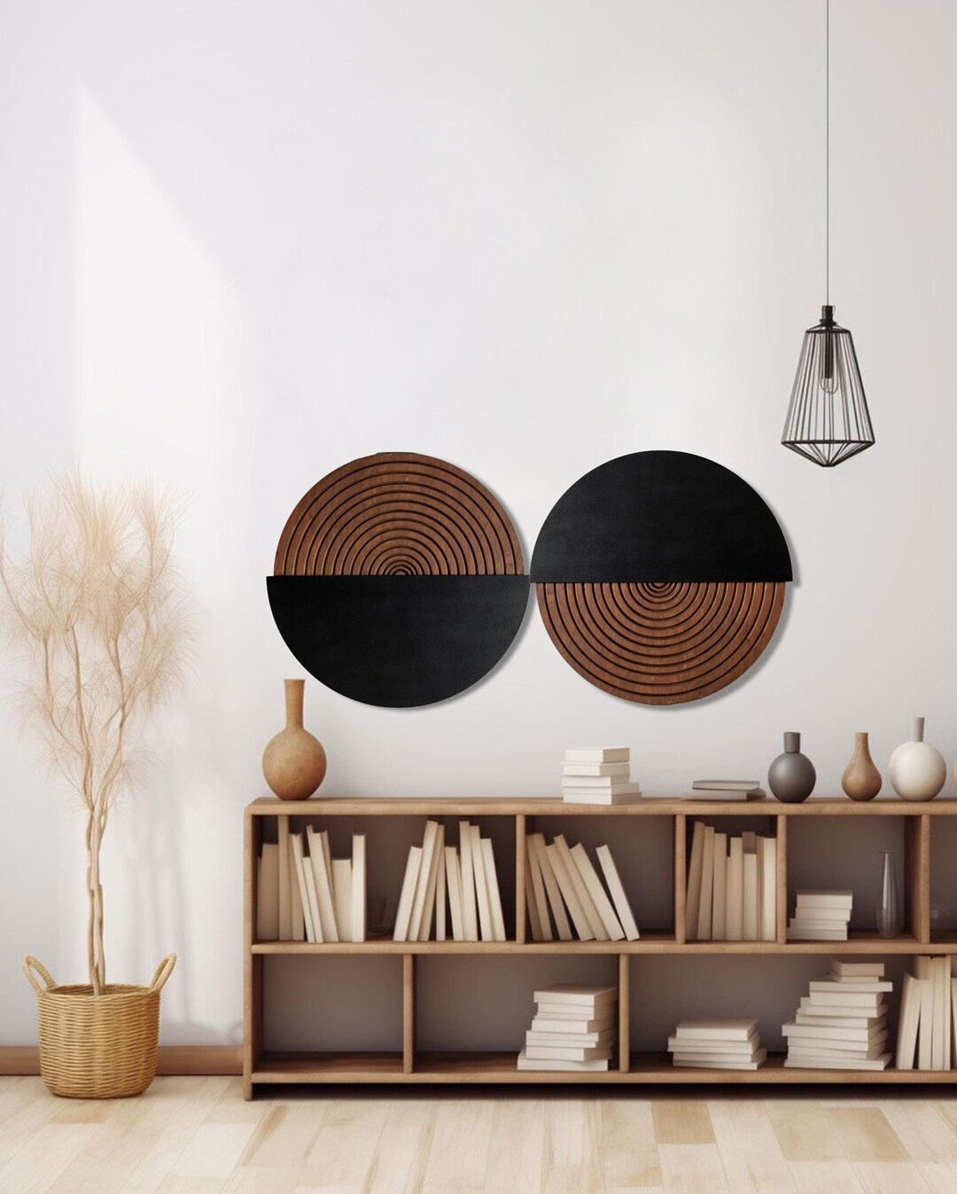 Large Round Wood Art, Round Geometric Art, Modern Wood Wall Art ...