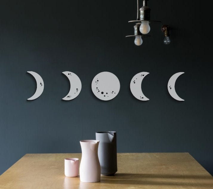 Wood Moon Wall Art Moon Phase Wall Decor Bohemian Moon Moon | Etsy