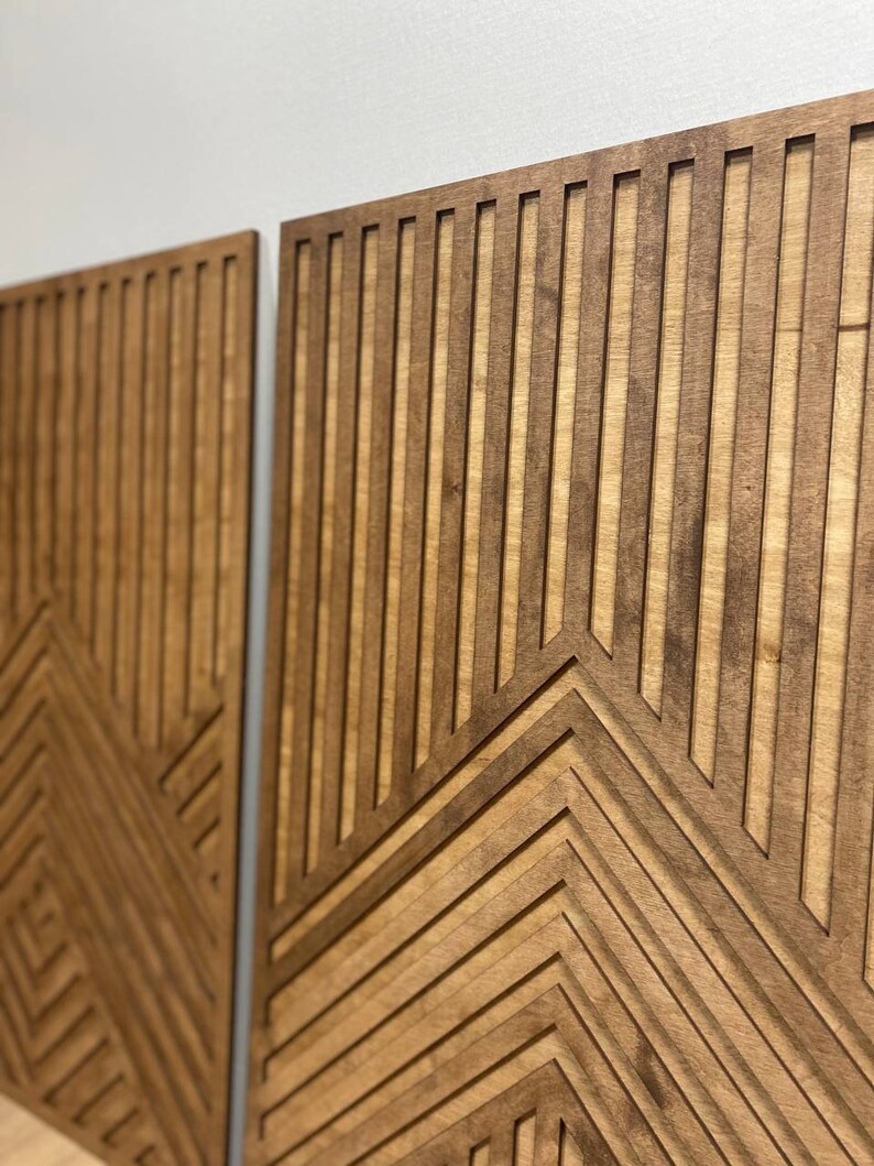 Wood Wall Art Geometric Wall Decor Living Room Wood | Etsy