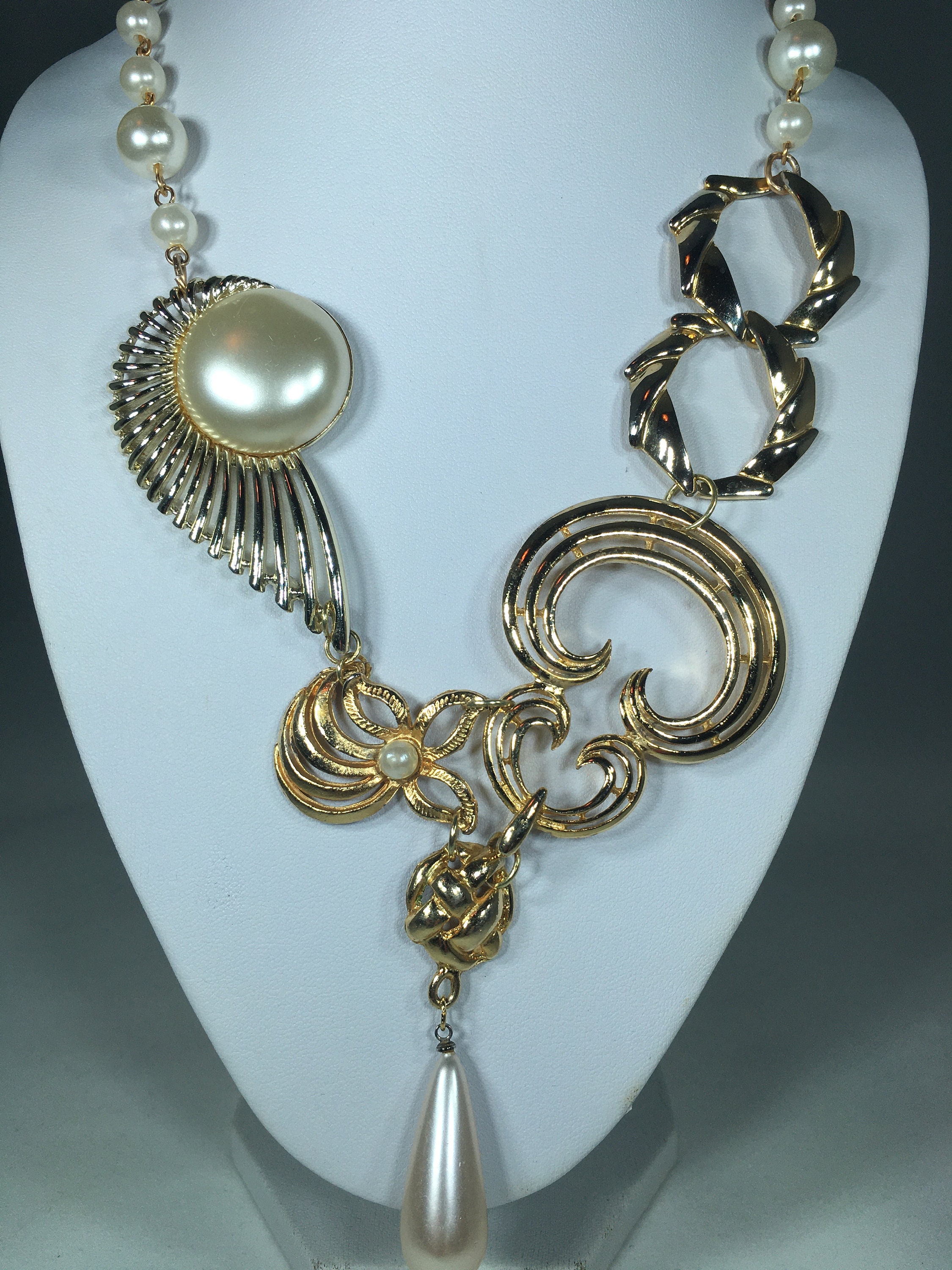 Repurposed Jewelry, Statement Necklace, Vintage Assemblage, One of a ...