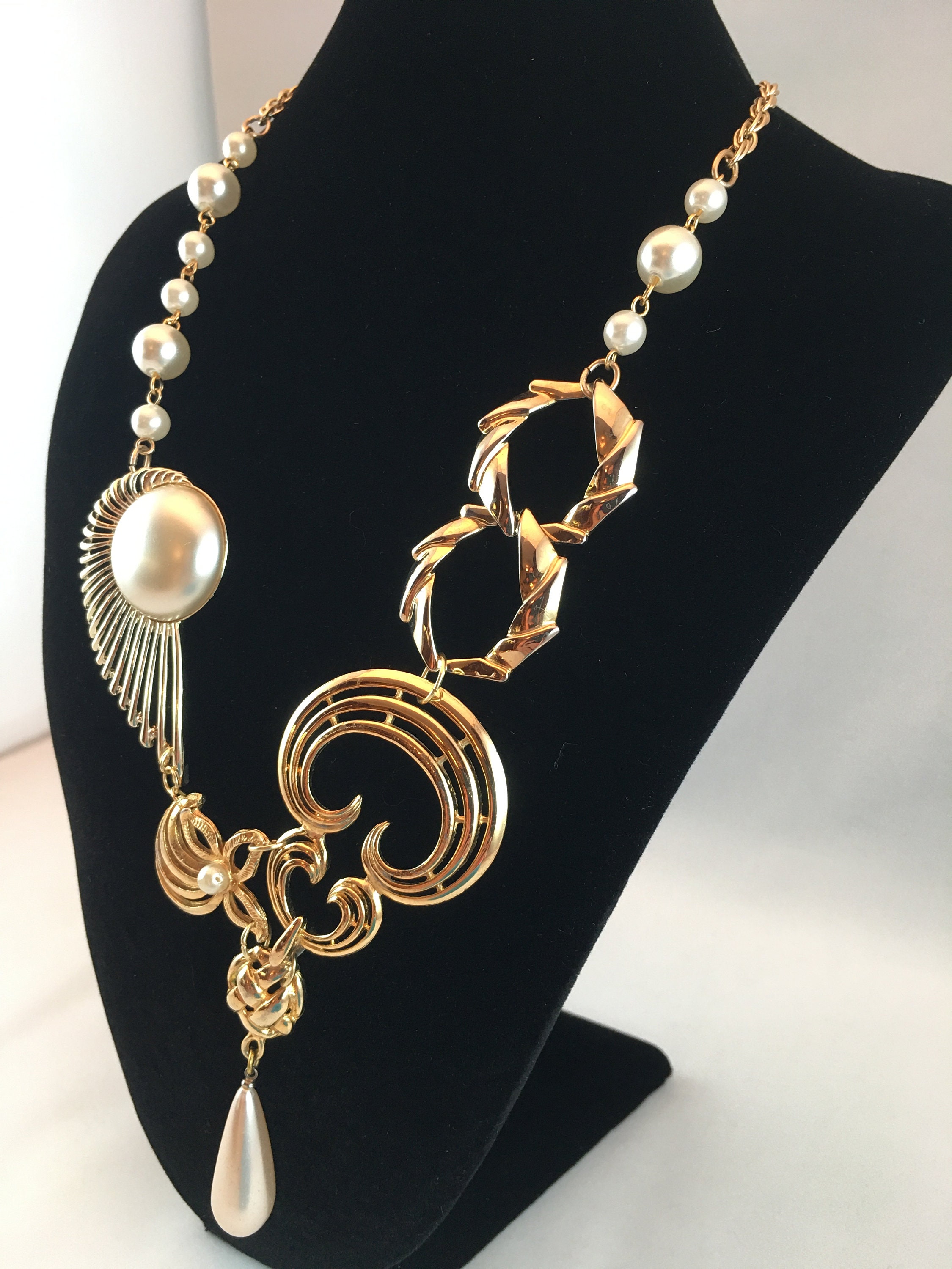 Repurposed Jewelry, Statement Necklace, Vintage Assemblage, One of a ...