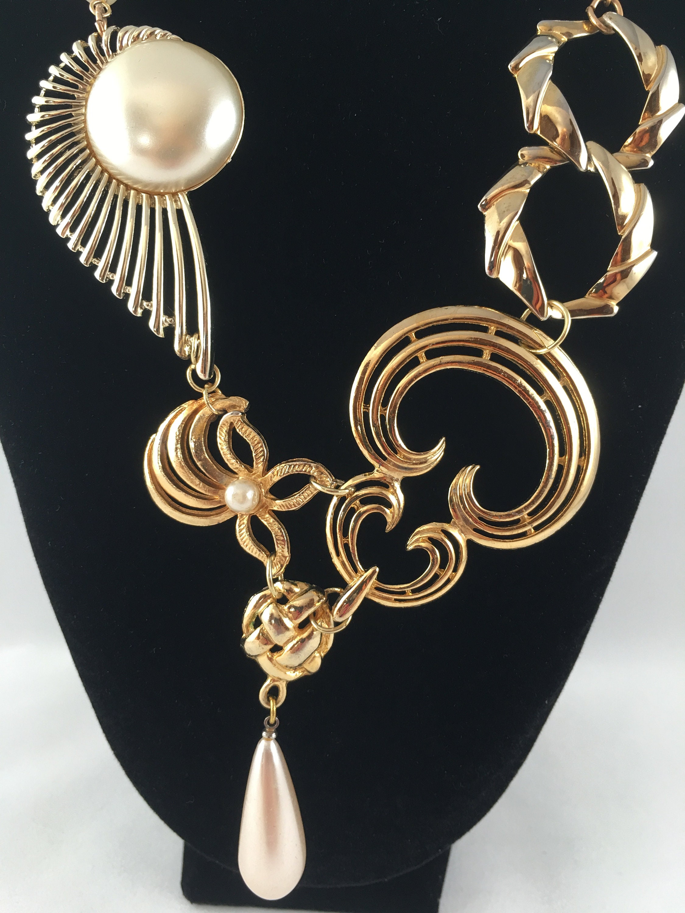 Repurposed Jewelry, Statement Necklace, Vintage Assemblage, One of a ...