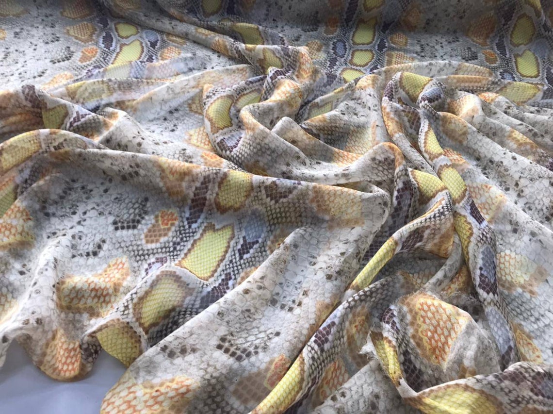 Silk Fabric for Dress Yellow Snake Silk Fabric Pure Silk | Etsy