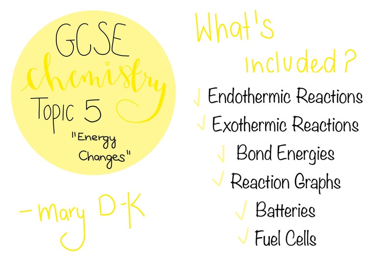 GCSE Chemistry Revision Notes | Topic 5 - Energy Changes - Etsy