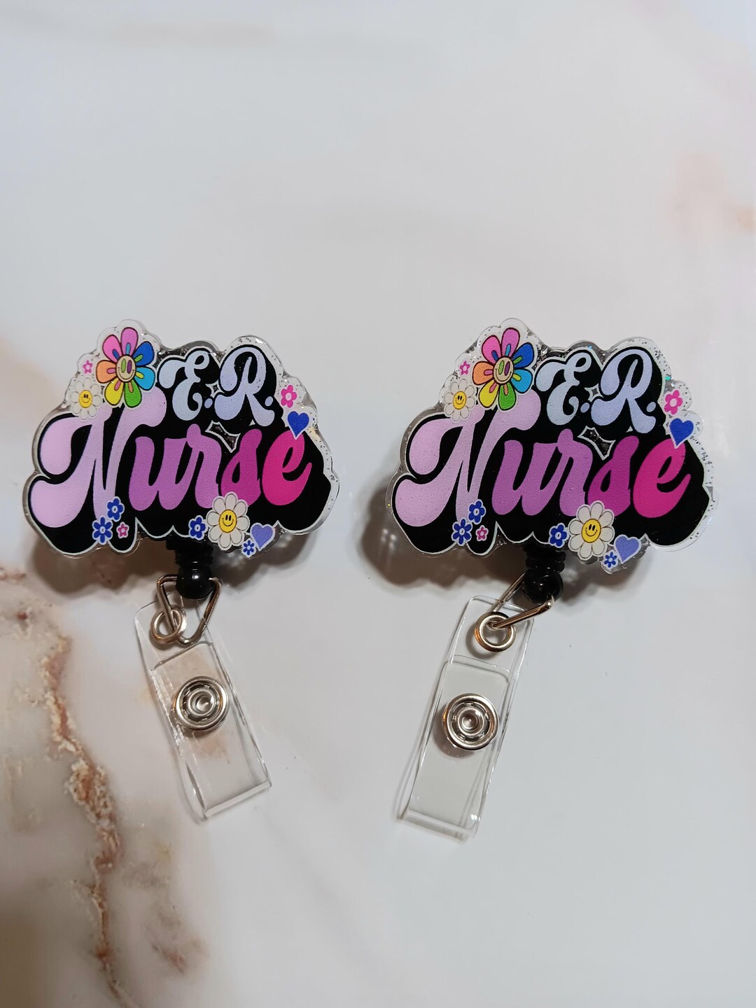 Floral Medical Occupation ER Badge Reel - Etsy