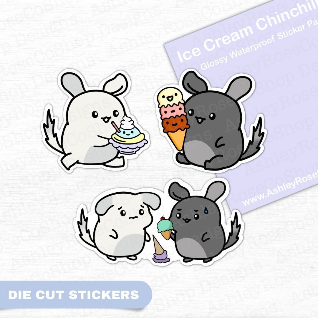 Ice Cream Chinchilla Sticker Pack - Etsy