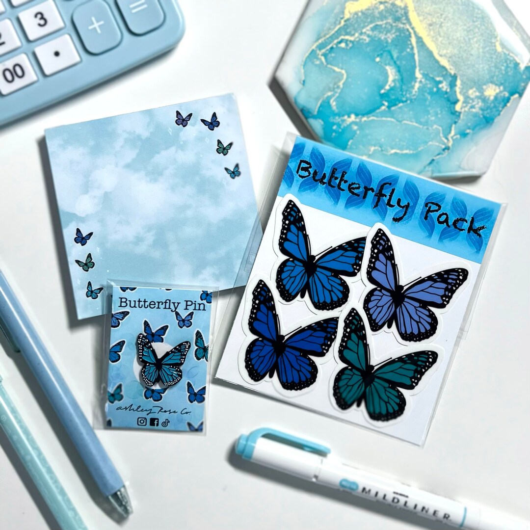 Blue Butterfly Stationary Pack - Etsy