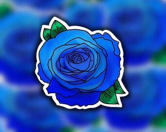 Blue Rose Sticker - Etsy