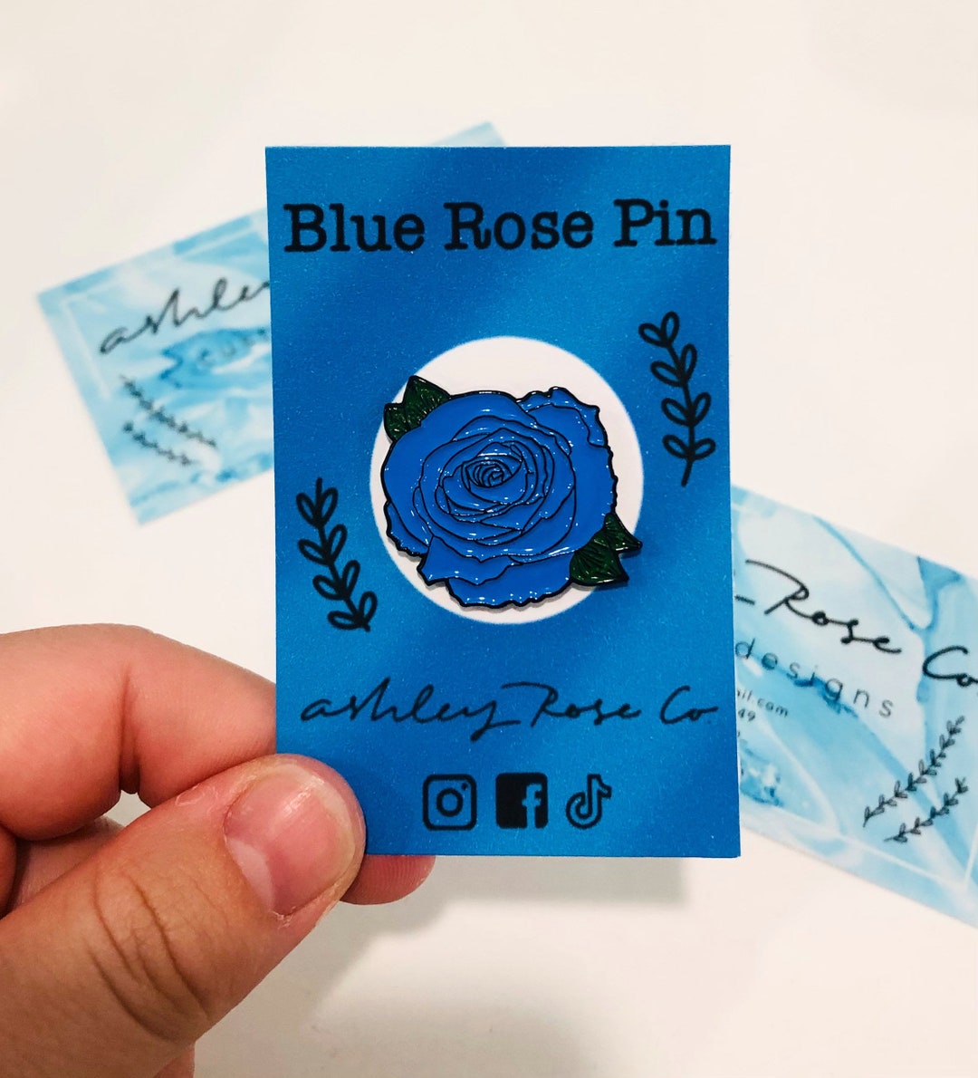 Blue Rose Pin - Etsy