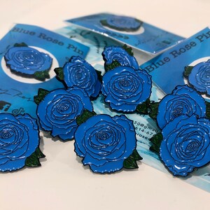 Blue Rose Pin - Etsy