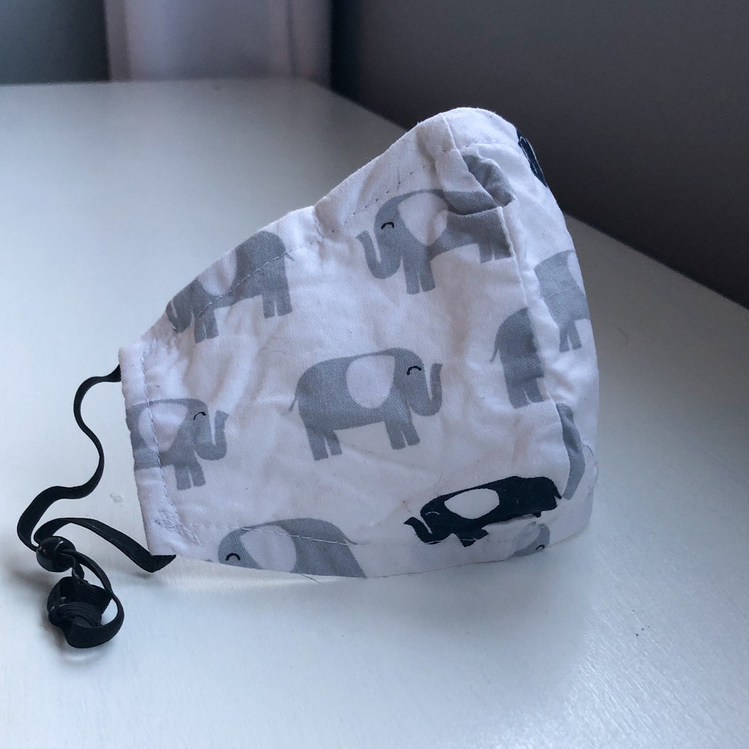 Washable Cotton Face Mask With Elephants Adjustable Nose and - Etsy ...