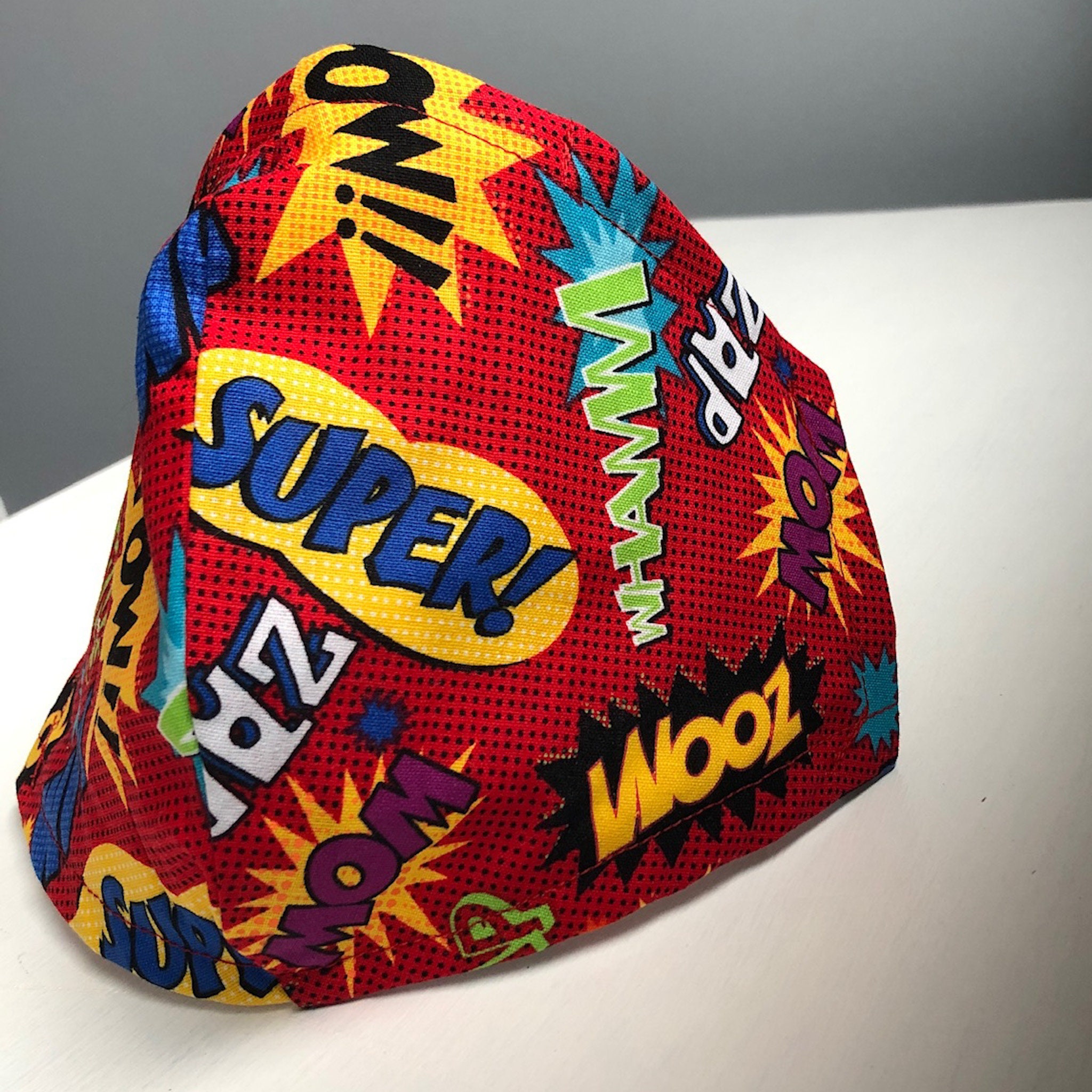 Red Superhero Comic Face Mask Adjustable Nose and Ear Loops - Etsy Israel