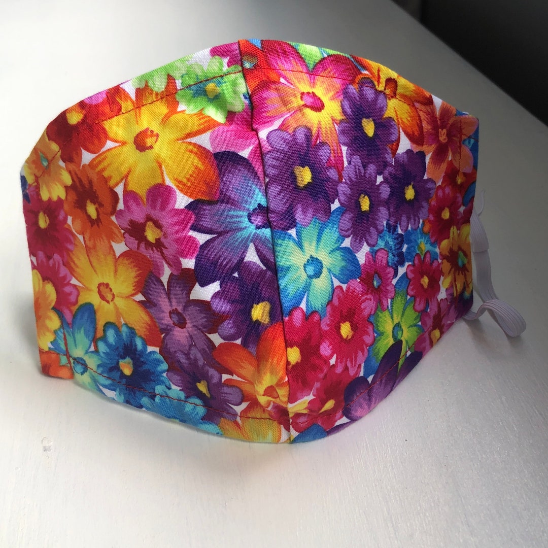 Bright and Bold Colorful Flowers, Adjustable, Face Mask - Etsy