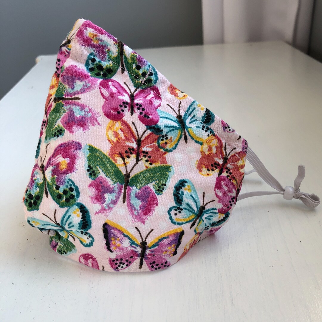 Pretty in Pink Butterflies Face Mask Adjustable Nose and Ear Loops - Etsy
