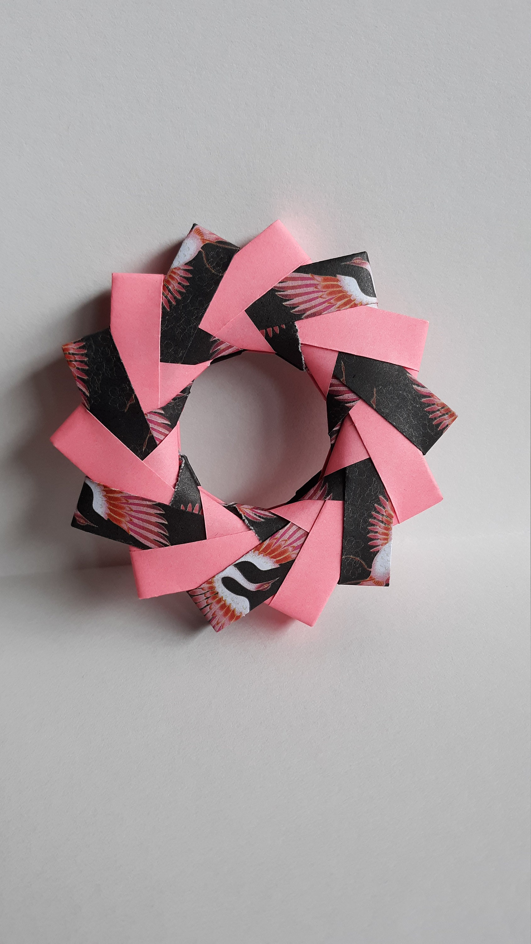 Origami Mette Ring Black/pink With Pink and White Cranes - Etsy