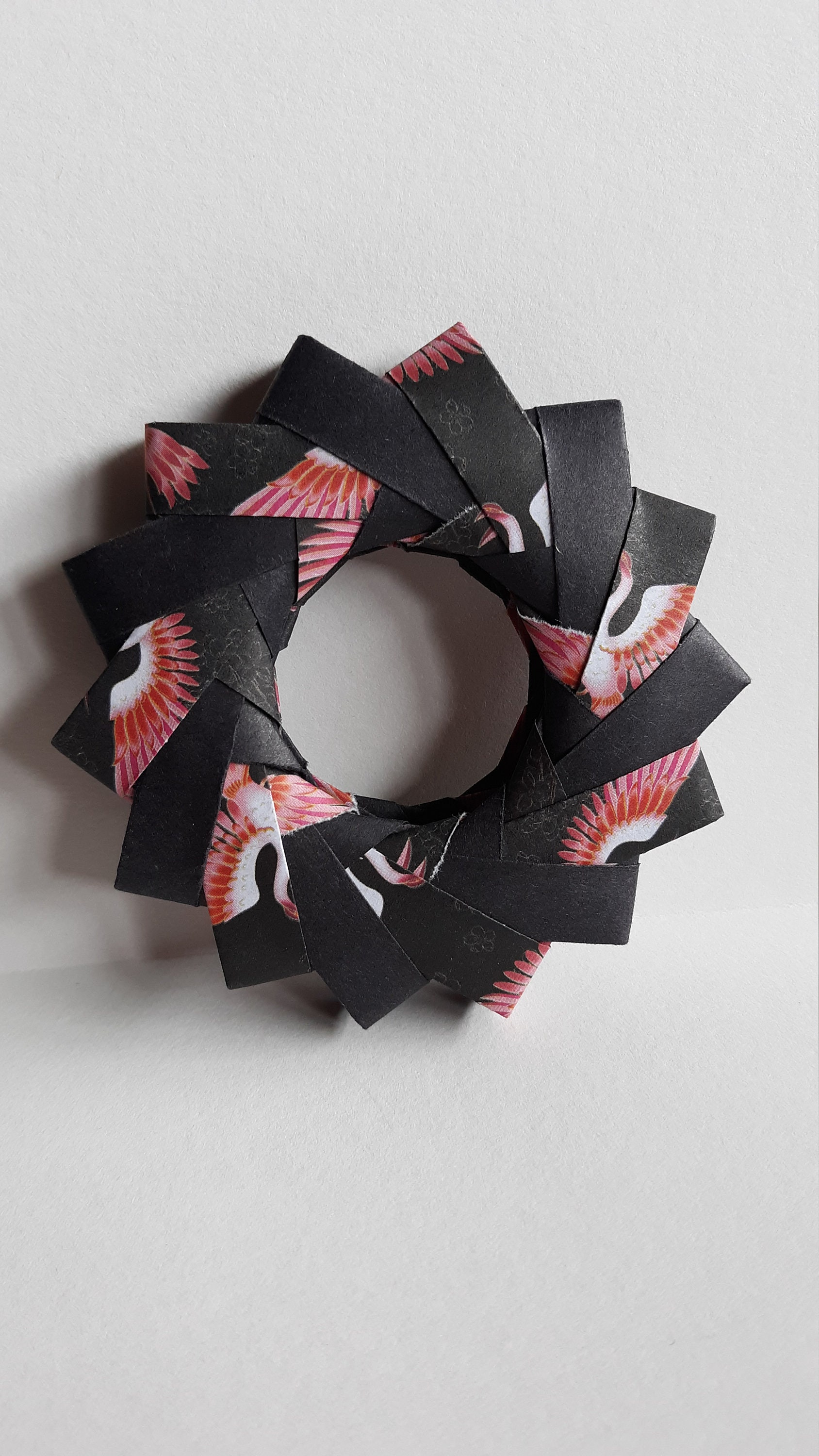 Origami Mette Ring Black/pink With Pink and White Cranes - Etsy