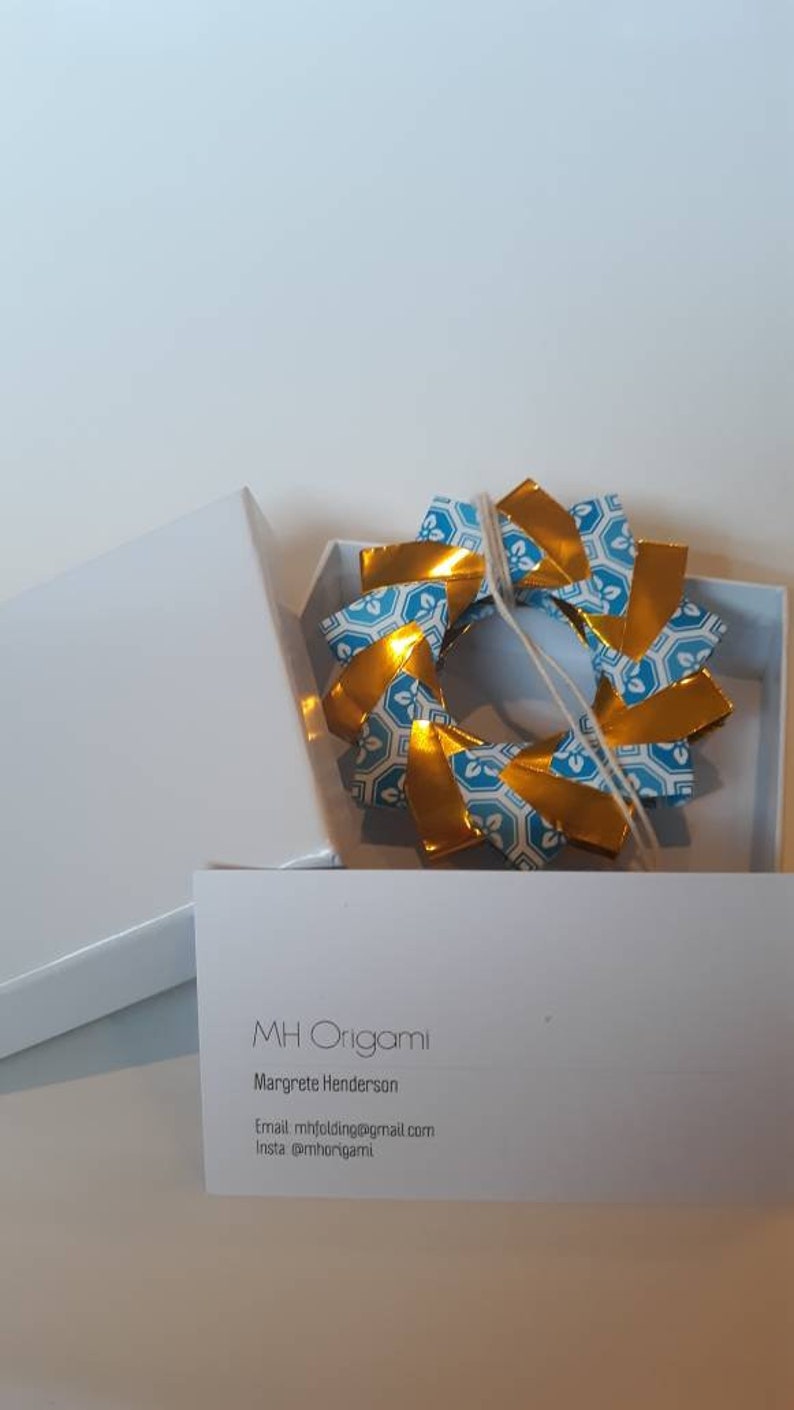 Origami Mette Ring Gold With Blue and White Geometric - Etsy