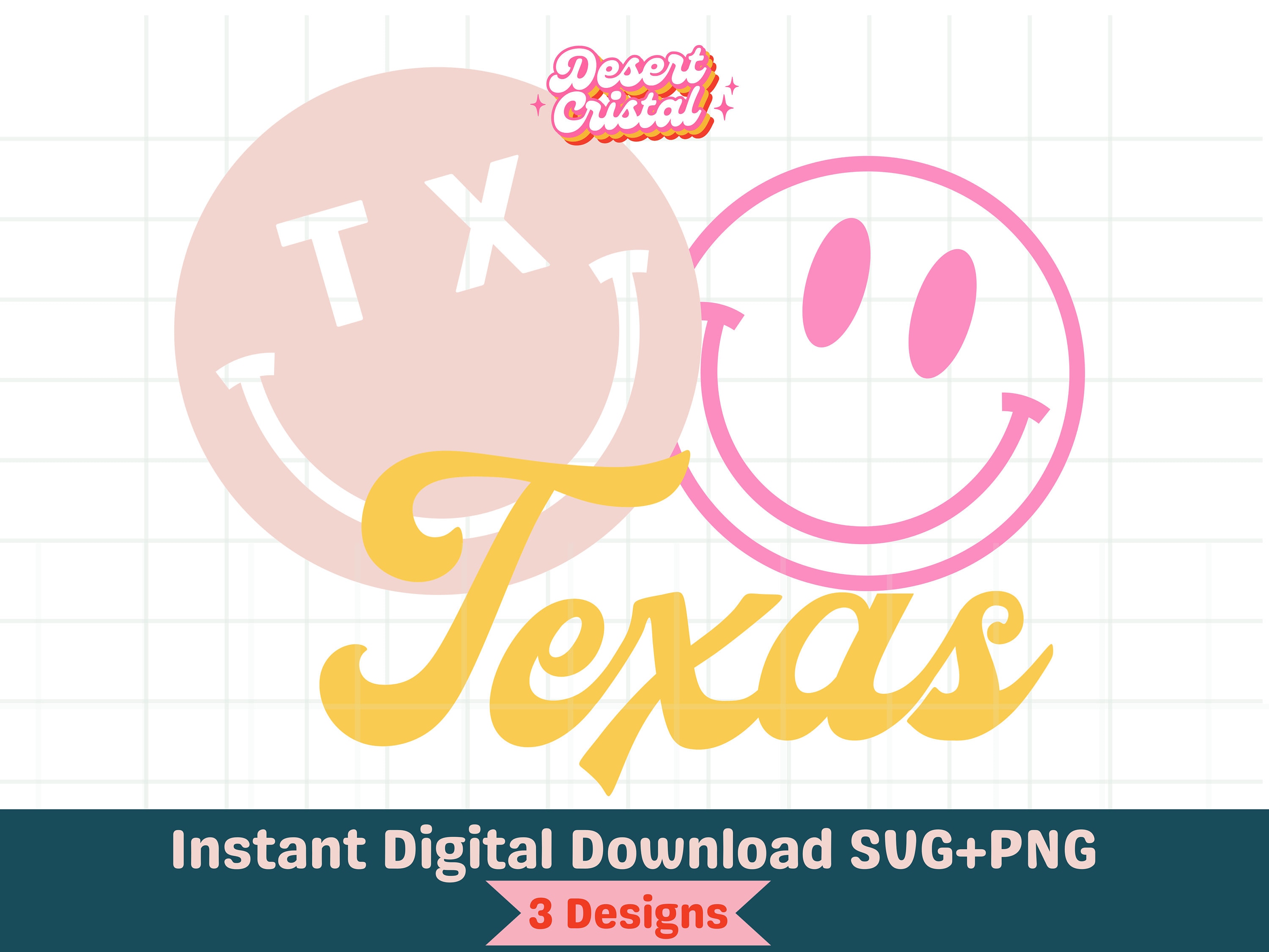 Texas Happy Face Bundle_ SVG_ PNG_ for Silhouette and Cricut Project_3 ...