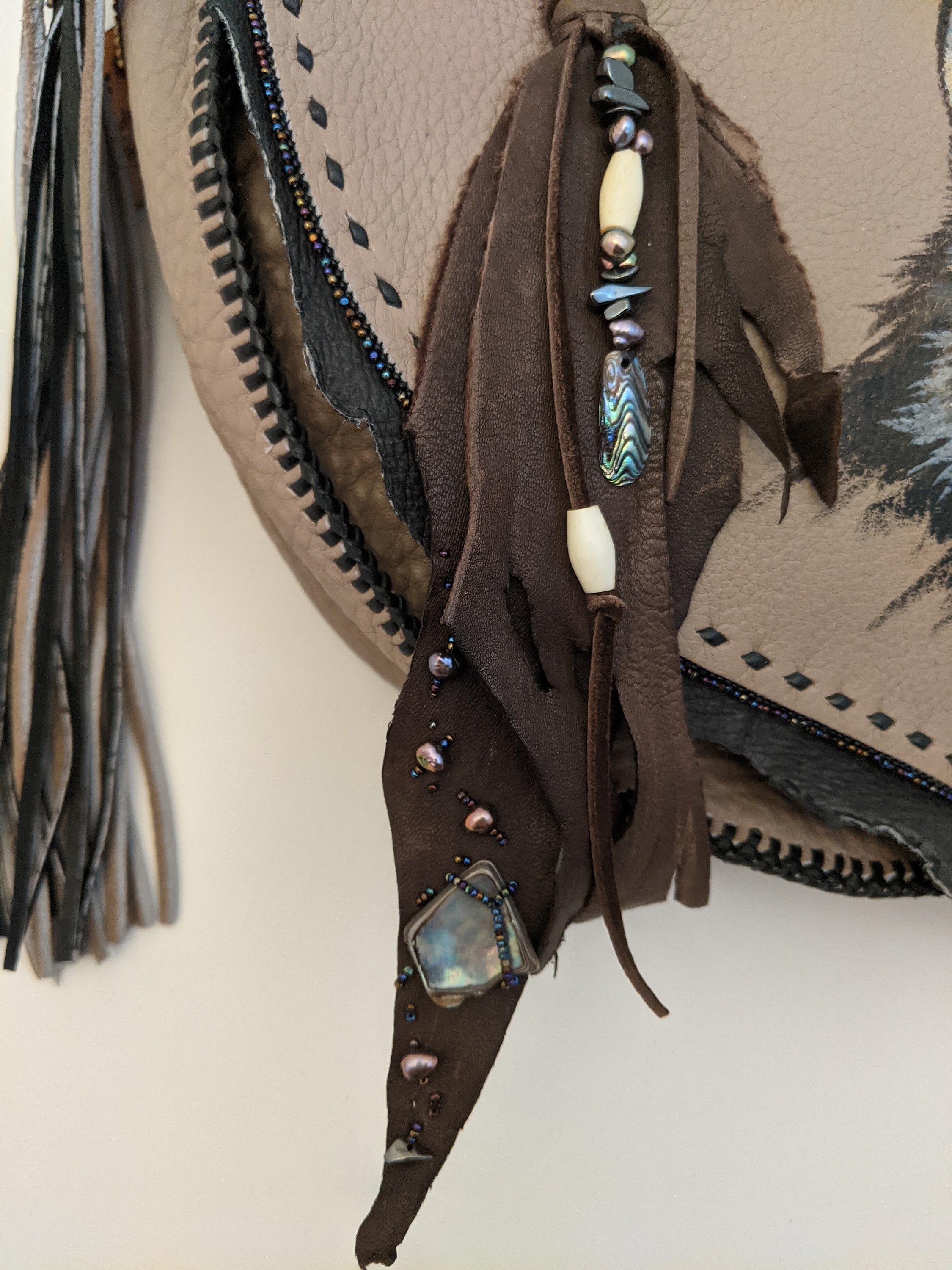 Leather Hand Painted Wolf Bag - Etsy