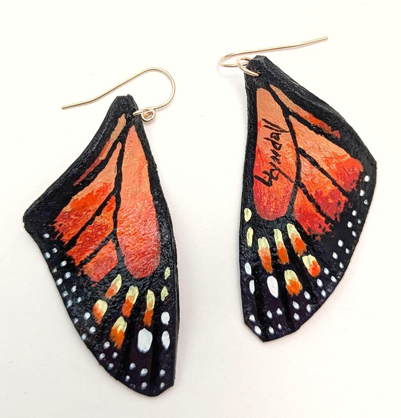 Leather Monarch Butterfly Wing Earrings - Etsy