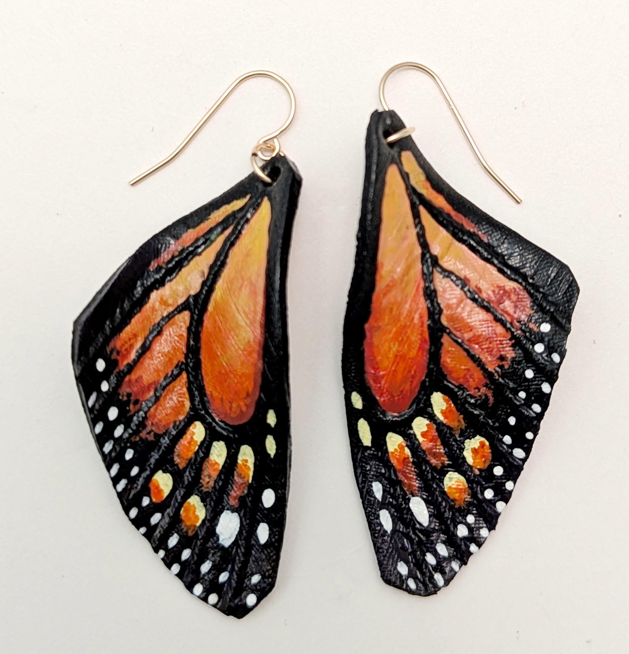 Leather Monarch Butterfly Wing Earrings - Etsy