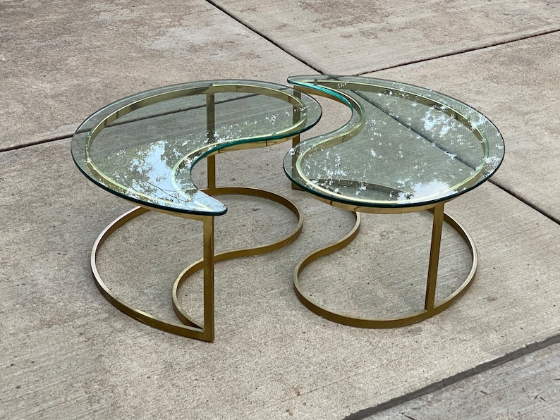 Yin Yang Brass and Glass Coffee Table - Etsy