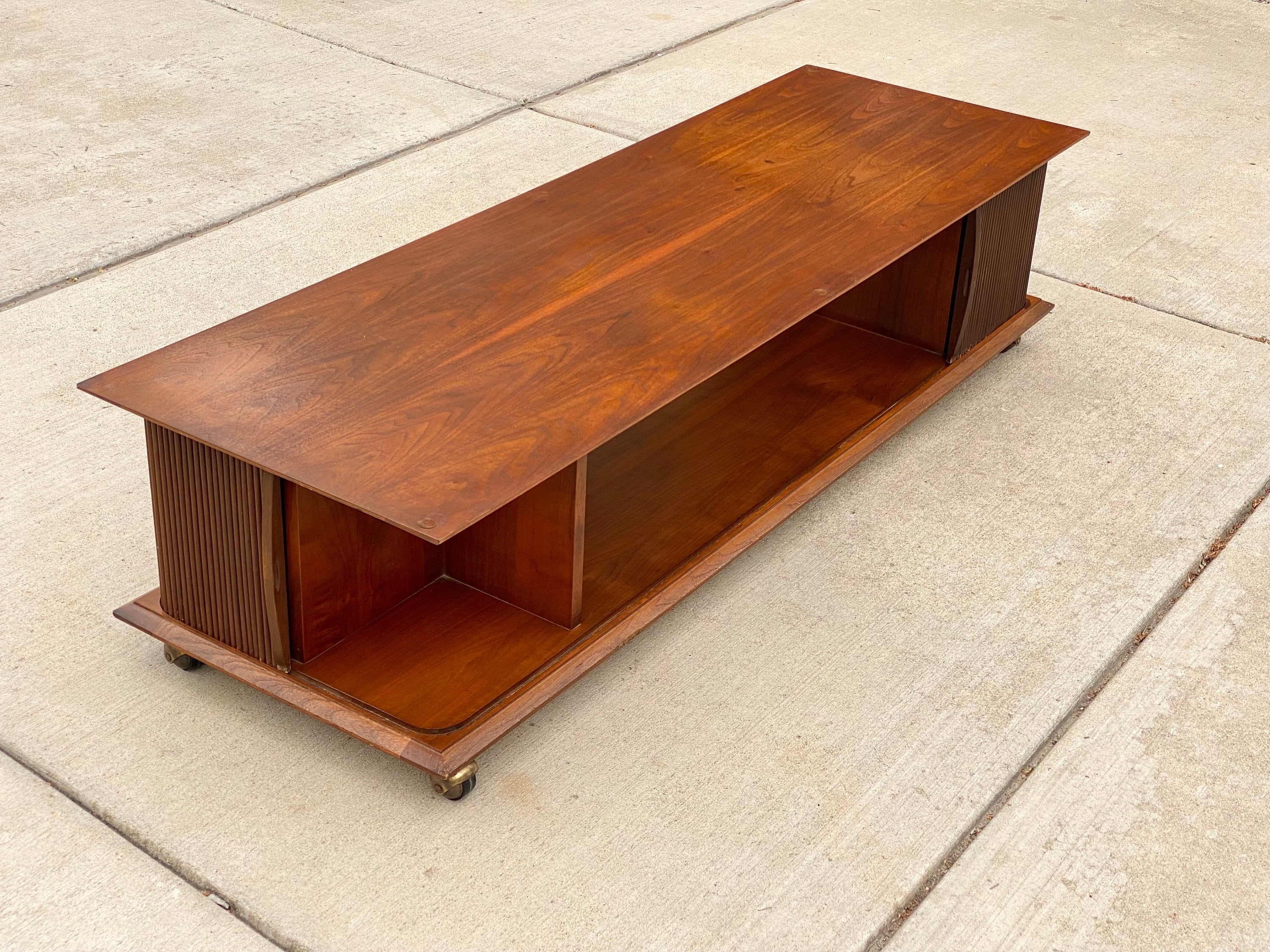 Lane Coffee Table With Tambour Doors - Etsy