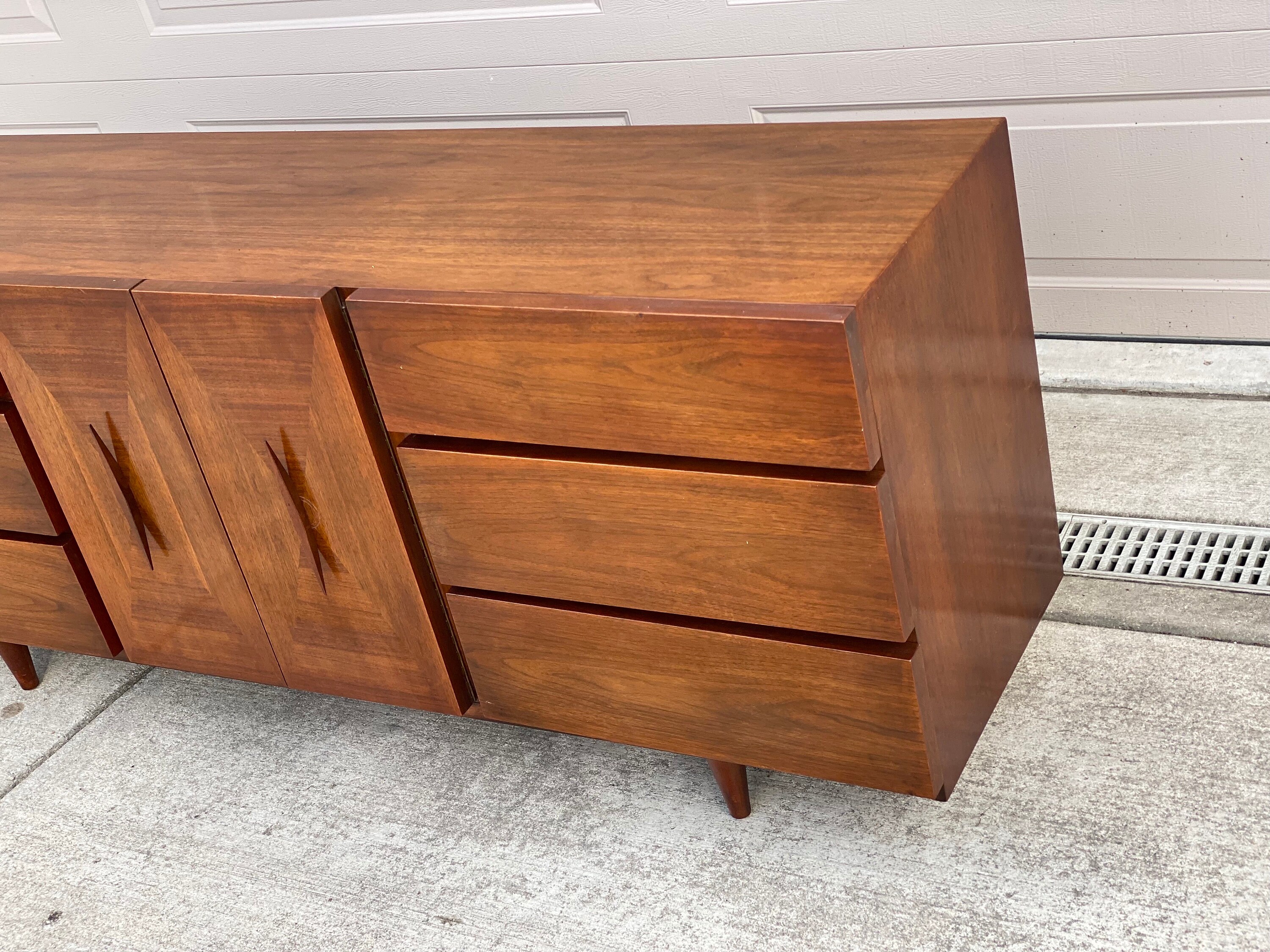 Midcentury Modern Lowboy 9 Drawer Dresser by American of Martensville ...