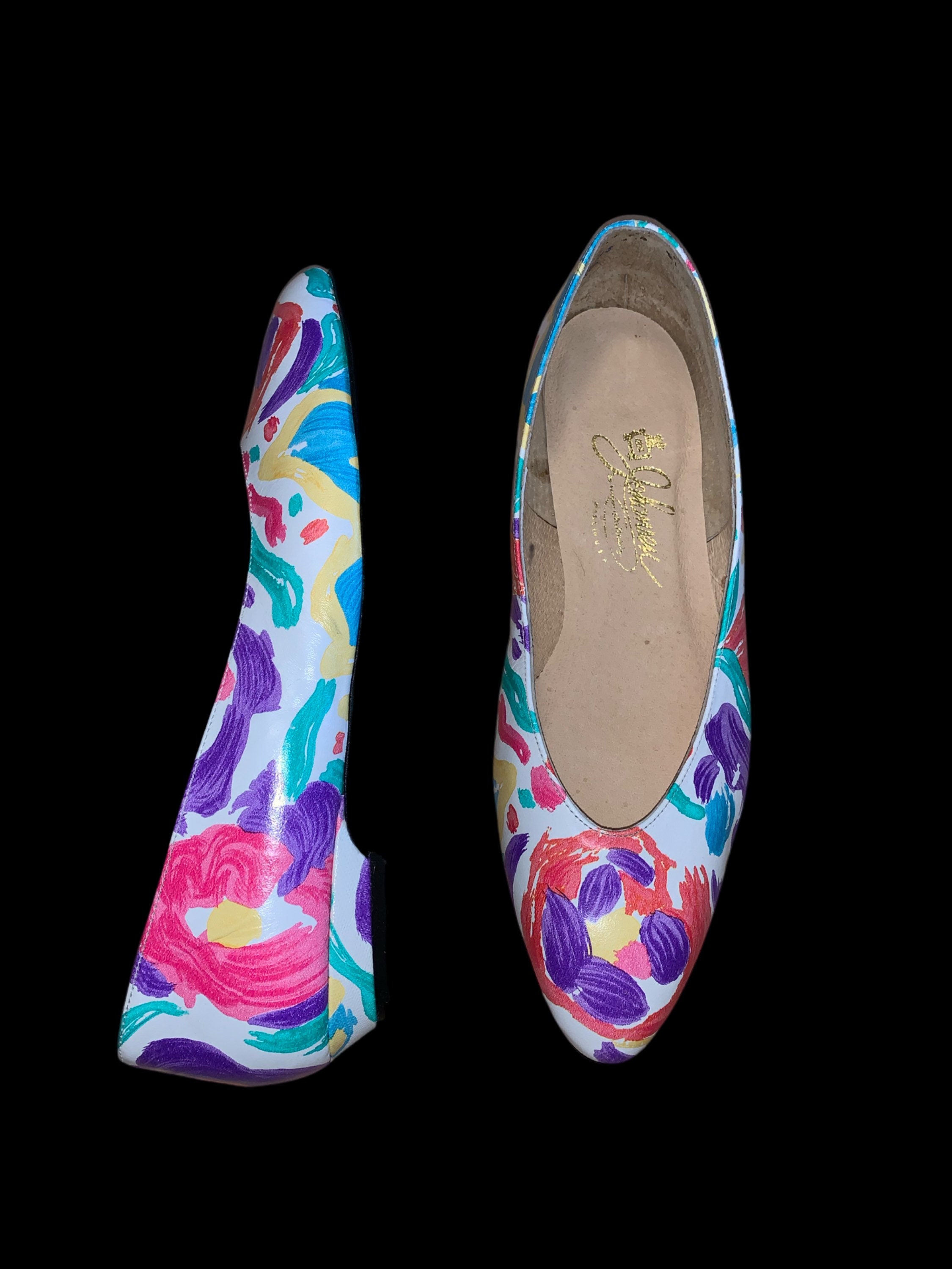 Vintage 1980s Johansen Floral Leather Flats - Etsy
