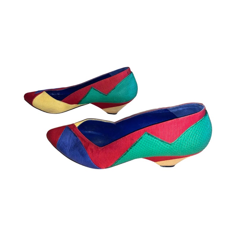 Vintage 1980s Colorblock Textured Neiman Marcus Pumps - Etsy