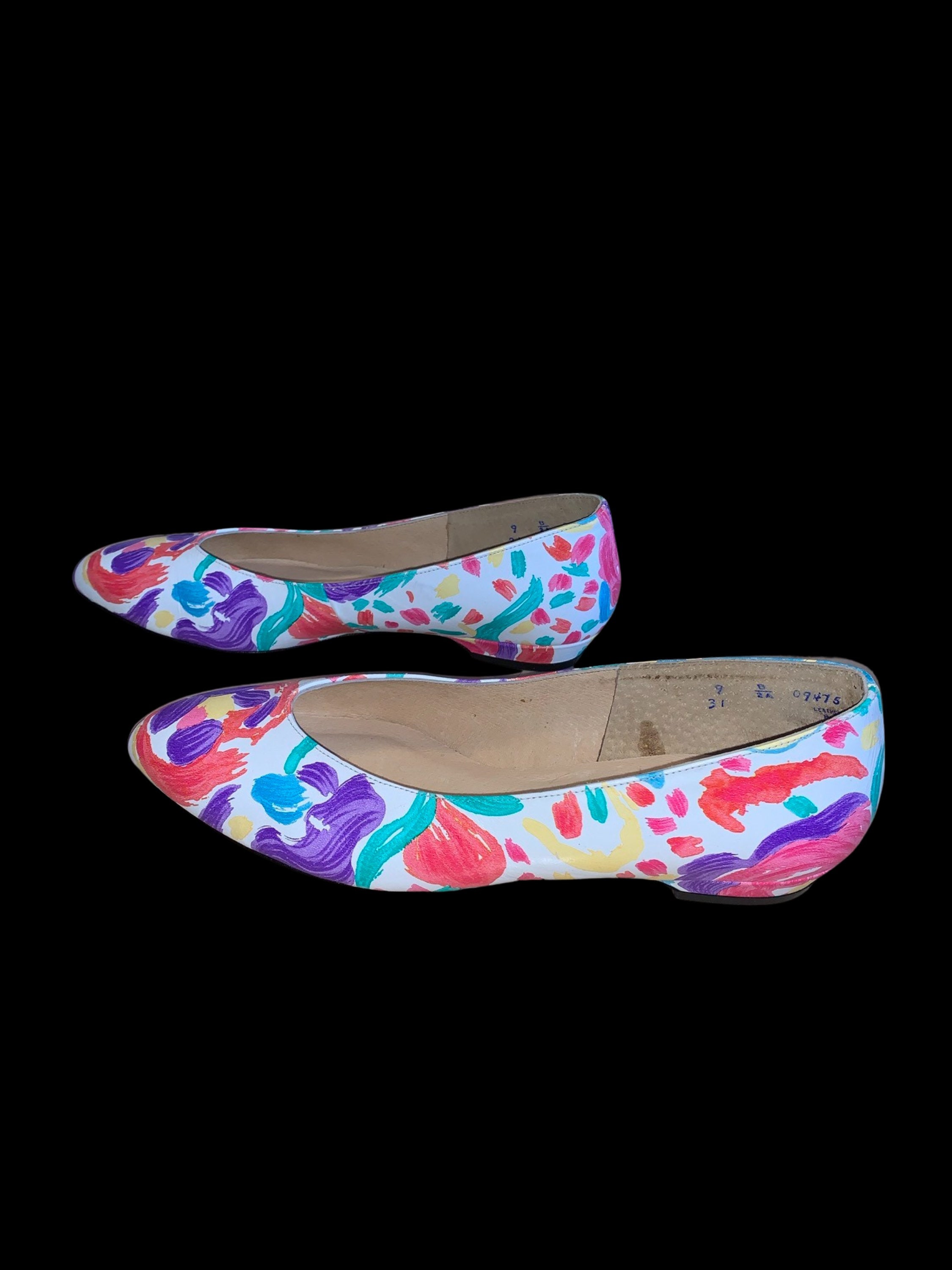Vintage 1980s Johansen Floral Leather Flats - Etsy