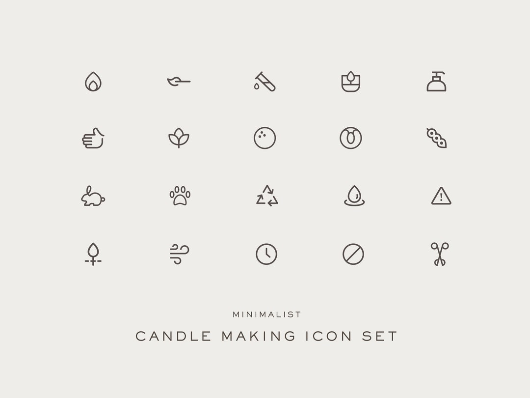 Icon Set for Candle Business Candle Care Icons Small Business Candle ...