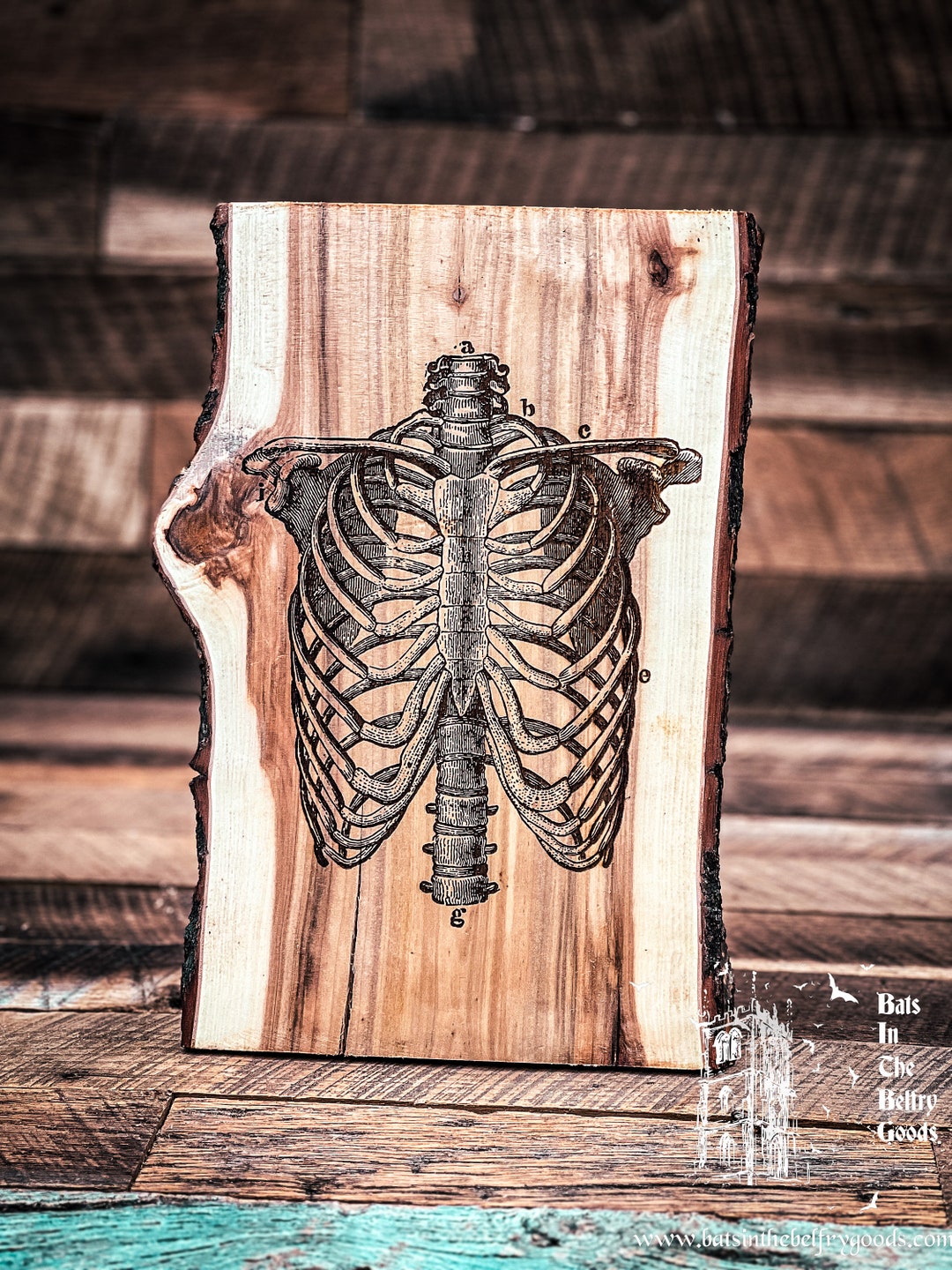 Spooky Ribcage Wall Art Engraving on Wood - Etsy